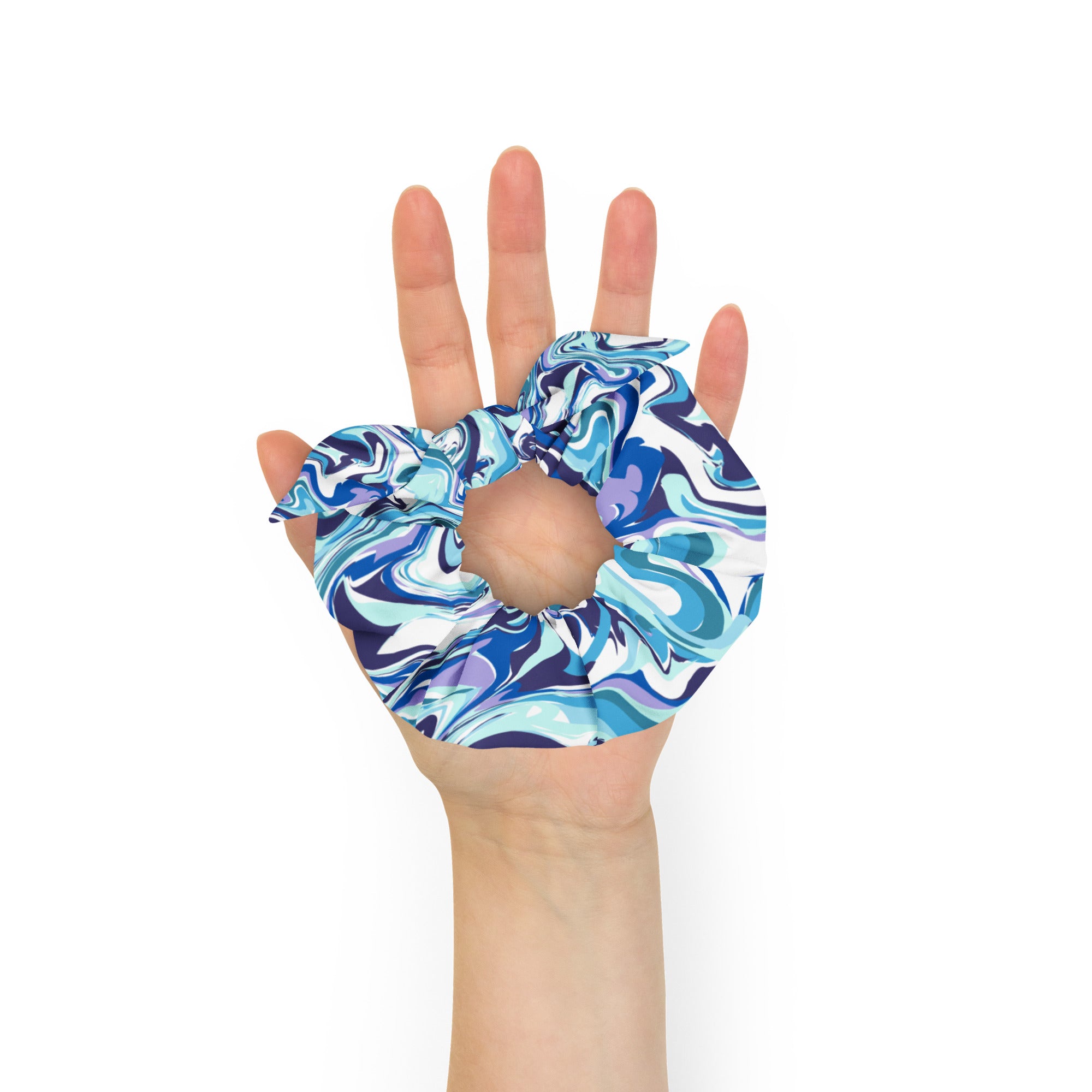 Swirl Blue Designer Scrunchie
